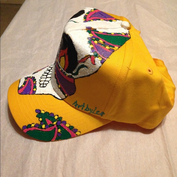 Art By Lee | Accessories | Hand Painted Sugar Skull Paisley Cap | Poshmark